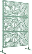 Outsunny Zahradní Dělící Příčka s 3-Dílným Velkým Listovým Vzorem a Ocelovým Rámem - Zastřešovací Panel pro Terasu 122x45x198 cm Zelená | Aosom