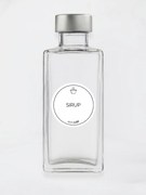 Samolepka na láhev SIRUP průměr 5 cm – bílá vinylová, voděodolná, omyvatelná samolepka na dózy, základní písmo
