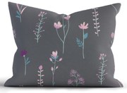 MK Lůžkoviny Bavlněný povlak na polštář Renforcé 70 x 90 cm - Vlčí máky tmavě šedé