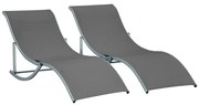 Outsunny sada 2 lehátek zahradní lehátka látková relaxační lehátka ergonomická hliníková Texteline tmavě šedá 165 x 61 x 63 cm | Aosom