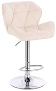 LuxuryForm DESIGN Barová židle MILANO VELUR na stříbrné kulaté podstavě - krémová