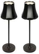 Sada 2 retro stolních lamp černých dobíjecích IP44 - Granny