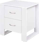 HOMCOM Noční stolek se 2 zásuvkami, nohami a vyvýšeným podstavcem pro ložnici, moderní styl 48x39x54 cm Bílý | Aosom