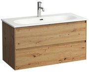 Laufen Lua - Skříňka s umyvadlem, 51x97x44 cm, 2 zásuvky, dub H8600882671041