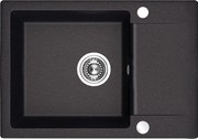Kuchinox Celebes, 1-komorový granitový dřez 650x440x185mm s krátkým odkapávačem, černá, LAV-SBL_713T