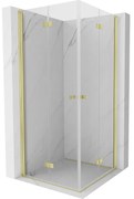 Mexen Mist-F Duo skládací sprchový kout 90 x 90 cm, transparentní, zlato kartáčované - 8A6-090L-090P-55-00