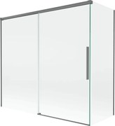 Mexen Rox, 2-křídlová posuvná vanová zástěna 170 + 70 x 150 cm, 8mm čiré sklo, grafitový profil, 8C9-170-070-95-00