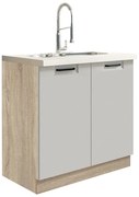FAVORIT s | dolní skříňka FL-12D dřezová | 80 cm | šedá lesk | VÝBĚR KORPUSU