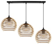 Závěsné svítidlo Timber, 3x dřevěné stínítko, n