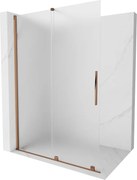 Mexen Velar sprchová stěna posuvná Walk-in 160 x 200 cm, matné 8 mm, růžové zlato - 871-160-000-33-60