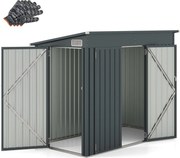 Costway Kovový zahradní přístřešek s předními a bočními dveřmi a přístřeškem
