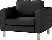 Potah na křeslo IKEA Karlstad, krátký barva černá látka pletený vzor