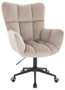 LuxuryForm DESIGN Otočné křeslo AURORA VELUR na černé podstavě s kolečky - latte