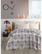 Fialovo-krémový bavlněný přehoz 200x230 cm Pique – Mila Home