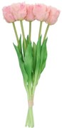 Kytice 5ks růžových realistických tulipánů Tulips Papagayo - 39 cm