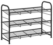 Botník se 3 policemi, stohovatelný, Černý, 49.5x68.5x27.5 cm