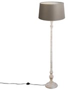 Rustikální stojací lampa taupe s lněným stínítkem 45 cm - Classico