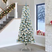 Umělý Skládací Vánoční Strom 300 LED Zelená a bílá 240 cm 3395620