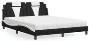 Postel Viana s matrací černá a bílá 160 x 200 cm umělá kůže 3208808