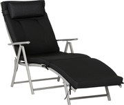 Skládací plážový lehátko Outsunny se záhlavníkem a polštářem, polohovatelný se 7 polohami opěrky, zahradní lehátko pro relaxaci, nosnost až 165 kg, pr