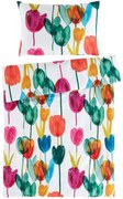 Saténové ložní povlečení Tulipi s velkými květy tulipánů - Bedtex Exclusive - 100% prémiová bavlna - 70 x 90 cm + 140 x 200 cm