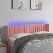 Čelo postele s LED růžové 147 x 16 x 78/88 cm samet
