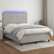 Box spring postel s matrací a LED světle šedá 140x200 cm textil