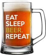 EAT SLEEP BEER. REPEAT - pivní sklenice 0,5 l