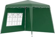 Outsunny Skládací Pavilon s Pop-Up Designem 3x3m se 2 Bočními Stěnami, Nastavitelnou Výškou a Nosným Sáčkem, Ochrana UV50+ Voděodolný Altán pro Kempov
