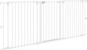 PawHut Ocelová bariéra pro psy 206x90 cm Skládací brána pro zvířata se třemi panely, dvojitým zámkem a pomocnou zámkovou funkcí pro dveře, chodby a sc