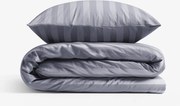 Goldea damaškové povlečení - tmavě šedé proužky se saténovým leskem 140 x 200 a 70 x 90 cm