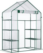 Outsunny Fóliový skleník Walk-in Skleník na rajčata 142x73x195cm se 6 policemi, průhledný pro zahradu a rostliny |