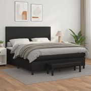 Box spring postel s matrací černá 160x200 cm umělá kůže