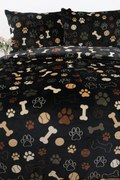 MK Lůžkoviny Mikroplyšové povlečení Exclusive - Psí tlapky černé 140 × 200 cm, 70 x 90 cm