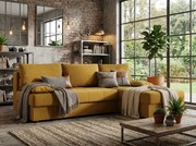 Rozkládací oboustranná sedací souprava do L VENORIA SLIM 200x143 cm, hořčicová + 2 polštářky ZDARMA