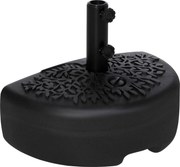Stojan na slunečník Outsunny pro stěnu Ø38/48 mm polokruhový plnitelný se 21 kg vody nebo 18 kg písku pro zahradu, terasu, venkovní použití, 50x31x38