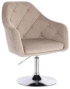 LuxuryForm DESIGN Otočné křeslo ANDORA VELUR na stříbrném talíři - latte