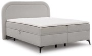 Světle šedá boxspring postel s úložným prostorem 200x200 cm Ornes – Ropez