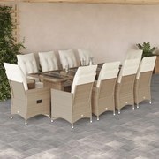 11dílný zahradní bistro set s poduškami béžový polyratan 3277266