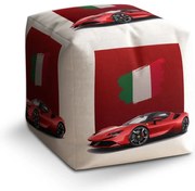 Sablio Taburet Cube Ferrari Italská vlajka na červeném bloku: 40x40x40 cm