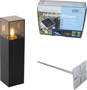 Stojací venkovní lampa černá s kouřovým stínítkem 30 cm - Dánsko