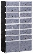 Botník modulární bezšroubový pro 32 párů bot, plast/kov, černo-bílý 95 x 37 x 160 cm 837-017