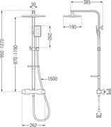 Mexen - CQ54 sprchový set s termostatickou baterií Cube, bílá-chromová, 772505495-21