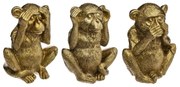 Tři moudré opice, zlaté sošky z polyresinu, výška 17 cm