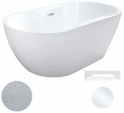 Besco Akrylátová volně stojící vana Navia Glam S 140x75 (150x80, 160x80) Barva: Bílá/stříbrná, Rozměry (cm): 140x75, Typ a barva výpustě: Click-Clack s přepadem, bílá