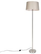 Moderní stojací lampa ocelová s tmavě béžovým stínítkem 45 cm - Simplo