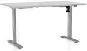 Výškově nastavitelný stůl OfficeTech A, 120 x 80 cm, šedá podnož, světle šedá