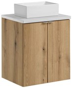 Závěsná skříňka Nova Oak Gaja II s deskou a umyvadlem 50 cm dub coast evoke/bílá