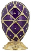 Smaltovaná šperkovnice bonboniéra Fabergého vejce 15 cm fialová