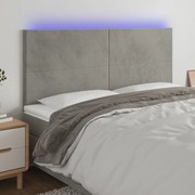Čelo postele s LED světle šedé 200x5x118/128 cm samet